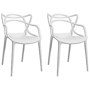 Mod Made Mid Century Modern Molded Plastic Loop Chair (Set of 2), White