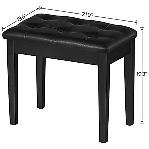 HOOBRO Piano Bench with Padded Cushion and Storage Compartment for Music Sheet, Music Bench, Piano Stool, Vanity Chair, Holds up to 300 lb, 21.9 x 13.6 x 19.3 Inches, Black BB16QD01