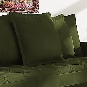SILKIR 3-Person Sofa Couch for Living Room | Perfect for: Apartment/Studio/Office & Small Space | Velvet Fabric | Fast and Easy Assembly | (Olive Green) Modern Contemporary Mid-Century