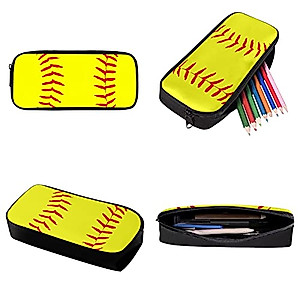 Suobstales Softball Print Backpack for Girls Kids Elementary Kindergarten Preschool School Bookbag with Lunch Box Pencil Case 3Pcs Set School Bag Lightweight Daypack Bagpack