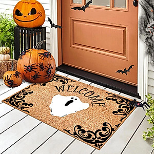 Scceatti Halloween Front Door MatNon Slip Kitchen Mat Fun Floor Rug Decor Door Front Decorations Blanket Home Welcome Halloween Doormat Home Decor for Bathroom Floor Home Decor Bath Rug 24x16In