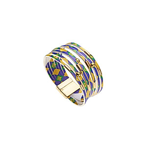 Colorful Mardi Gras Faux Leather bracelet Set Layered Shining Theme bangle bracelet for Women Jewelry Fleur De Lis Lightweight Carnival Theme Pattern Printed Leather