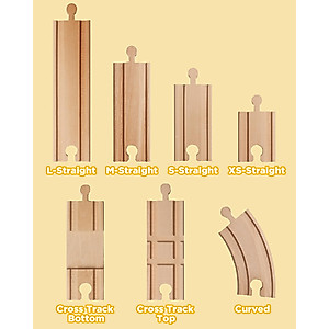 SainSmart Jr. Wooden Train Track 24pcs, Track Expansion Compatible with All Major Brands Toddler Railway Toy Train Set Boys Train Set 3+
