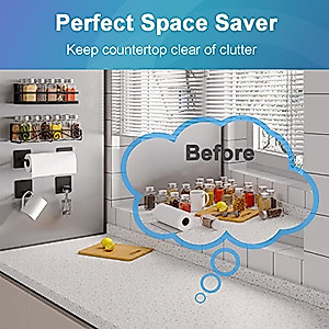 Magnetic Paper Towel Holder, Thipoten Strong Magnetic Hooks/Rack for Kitchen, Work Benches, Storage Closets, Grill, Garage (Black)