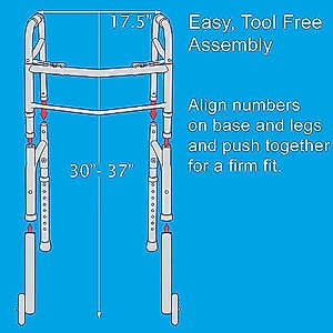 Carex Folding Walker for Seniors - Adult Walker With Wheels - Portable Medical Walker with Adjustable Height, 30-37 Inches, Aluminum, Lightweight