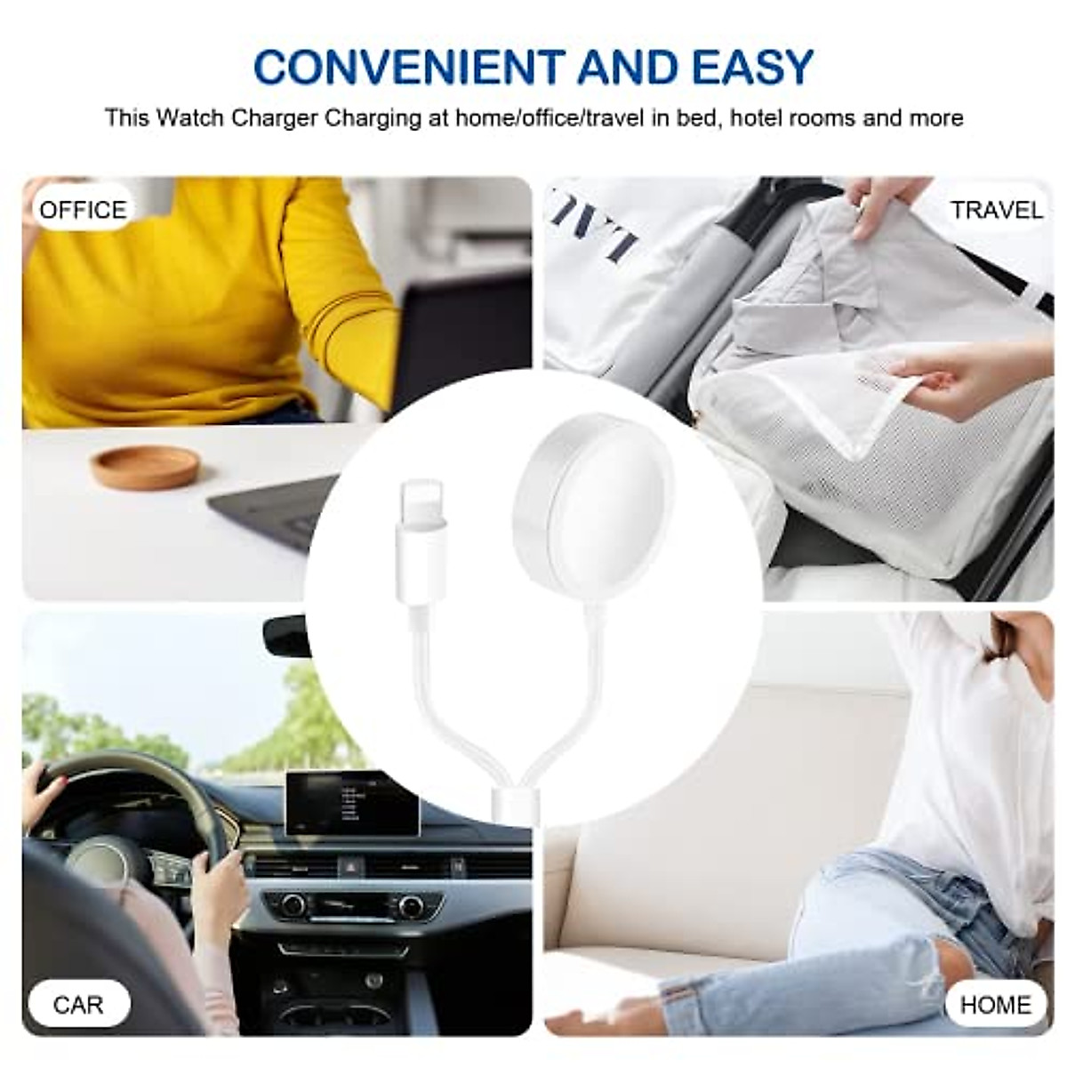 Watch Charger 2 in 1 Type-C Portable Charging Cable Compatible with Apple Watch iwatch Series SE/8/7/6/5/4/3/2/1 and Compatible with iPhone 13/12/11/Pro/Max/X/XR/XS/XS Max&Pad Series (4ft/1.2M)