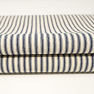 Roc-Lon 44/45" 100% Cotton Woven Ticking, Cut by Yard, Stripe Navy