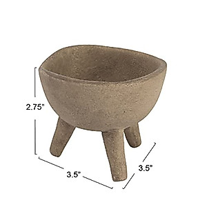 Creative Co-Op Boho Terracotta Footed Planter, Distressed Cream