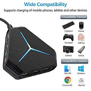 Daakro 10-Port USB Hub 3.0/2.0, USB C Hub with 3.2ft/1m Long Cord, SD/TF Card Reader, USB Splitter for Laptop, Keyboard, Mouse, Mac, PC, Ipad Pro, Surface Pro and USB C Devices