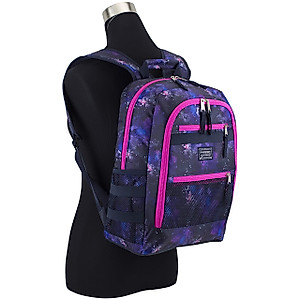 Eastsport Compact 3-Piece Combo Backpack with Lunch Box and Snack/Pencil Pouch - Purple/Pink Constellation