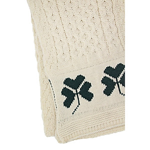 Aran Crafts Irish Shamrock Soft Cable Knitted Scarf 9"x60" (100% Merino Wool)