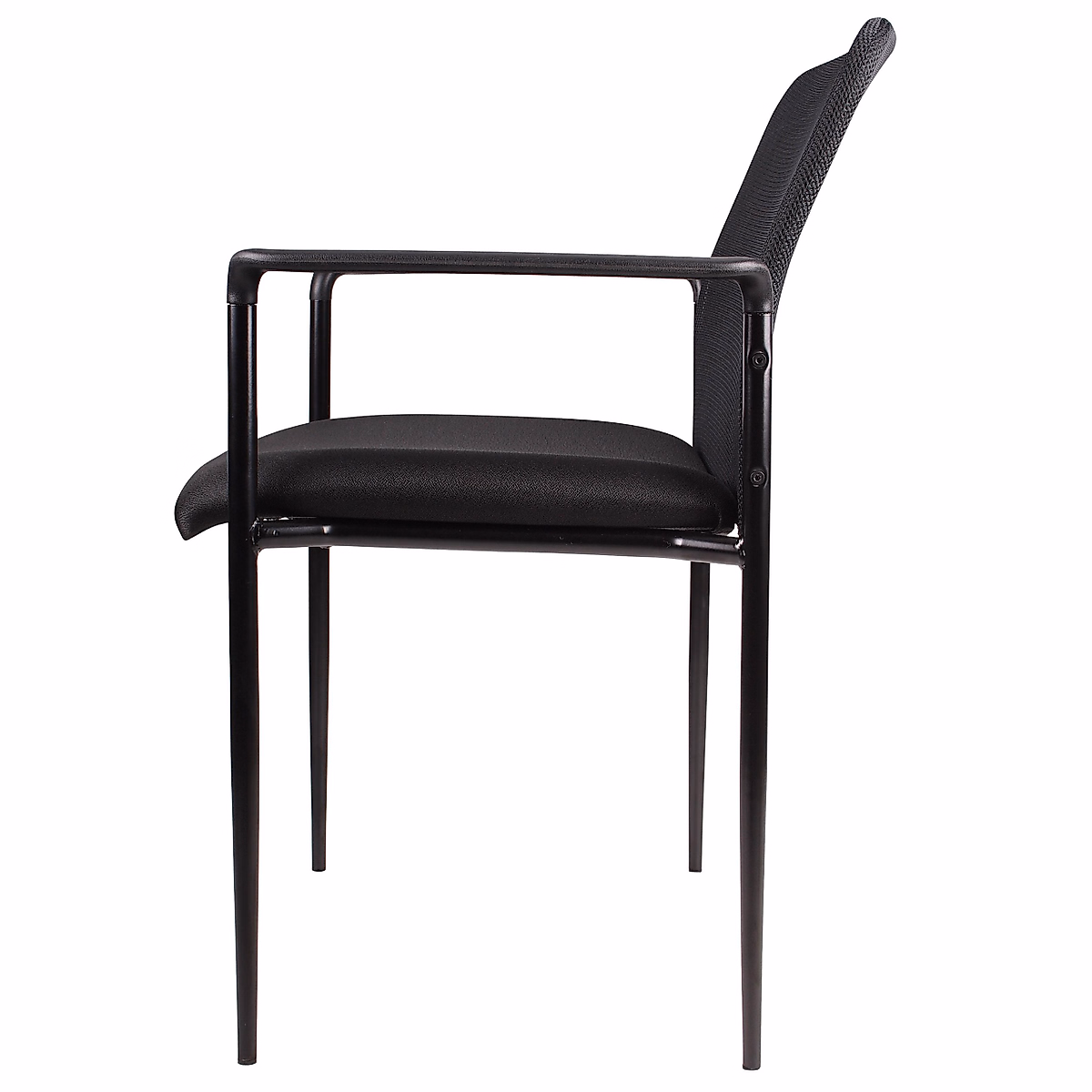 Boss Office Products Stackable Mesh Guest Chair in Black