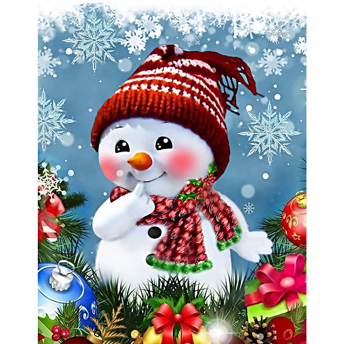 Suyaloo Snowman Diamond Painting Kits for Adults - 5D Diamond Art Kits for Adults Kids Beginner,DIY Christmas Round Full Drill Paintings with Diamonds Gem Art for Adults Home Wall Decor 11.8x15.7inch