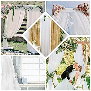10x10ft White Backdrop Curtains for Parties, Sheer Wrinkle Free Polyester Wedding Backdrop Panels Drapes for Birthday Baby Shower Gender Reveal Photoshoot
