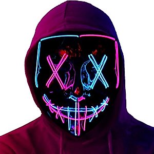 Stegosaurus Halloween LED Mask, LED Light up Mask Scary Mask for Halloween Festival Party, 2 colors Mask with 3 Light Modes