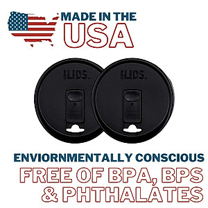iLIDS Mason Jar Drink Lid, Wide Mouth, Black, Pack of 2