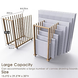 UNZERO Art Storage Rack, Art Canvas Storage, Art Drying Rack, Canvas Boards Rack Art Storage with Handle & Caster Wheels for Drawing Board, Panel, Paper Pad for Art Studios, Artworks, Gallery