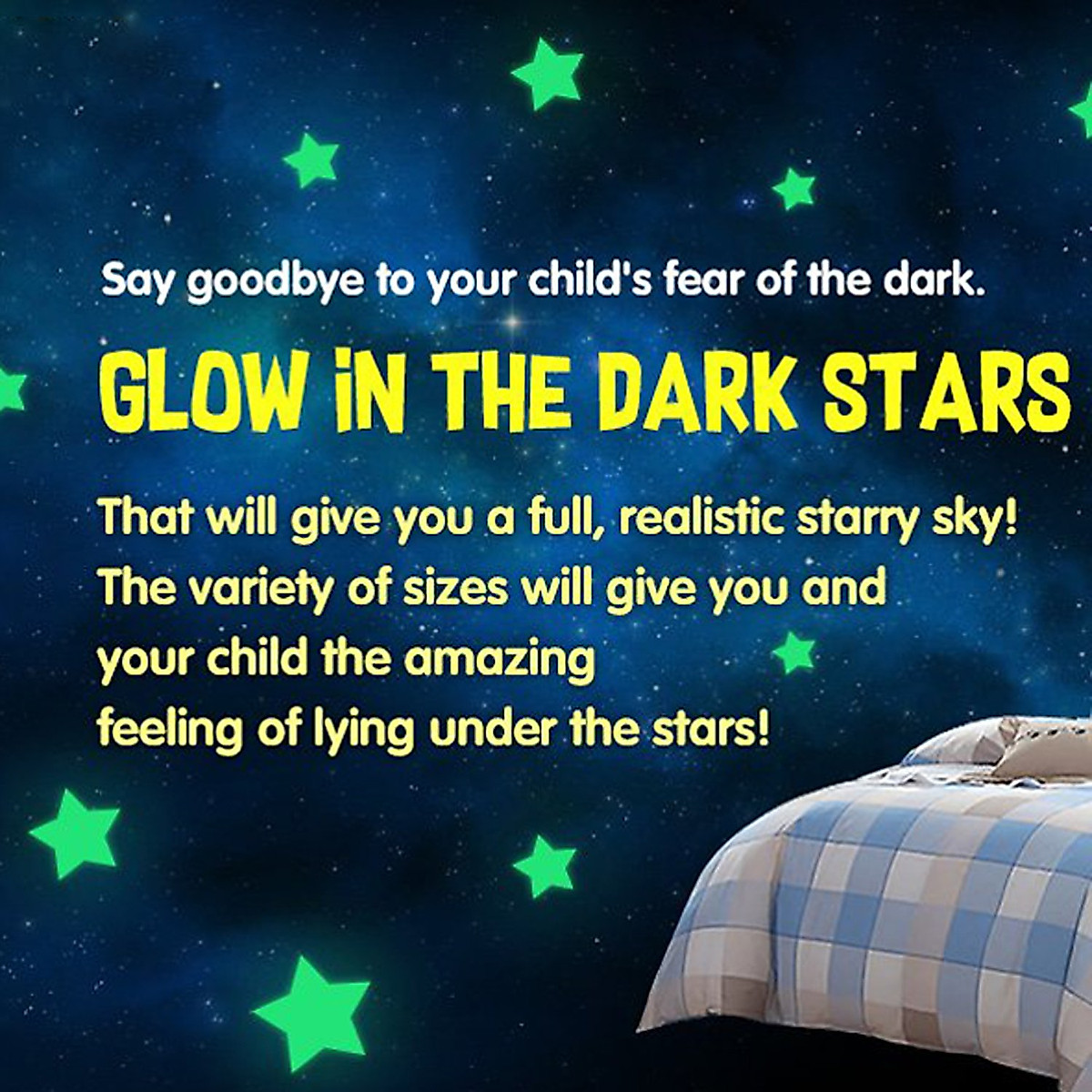 Glowing in the Dark Stars Wall Stickers - Glowing Reusable Ceiling Decors of 220 Stars and 1 Moon Set for Kids Bedding Rooms or Birthday Party
