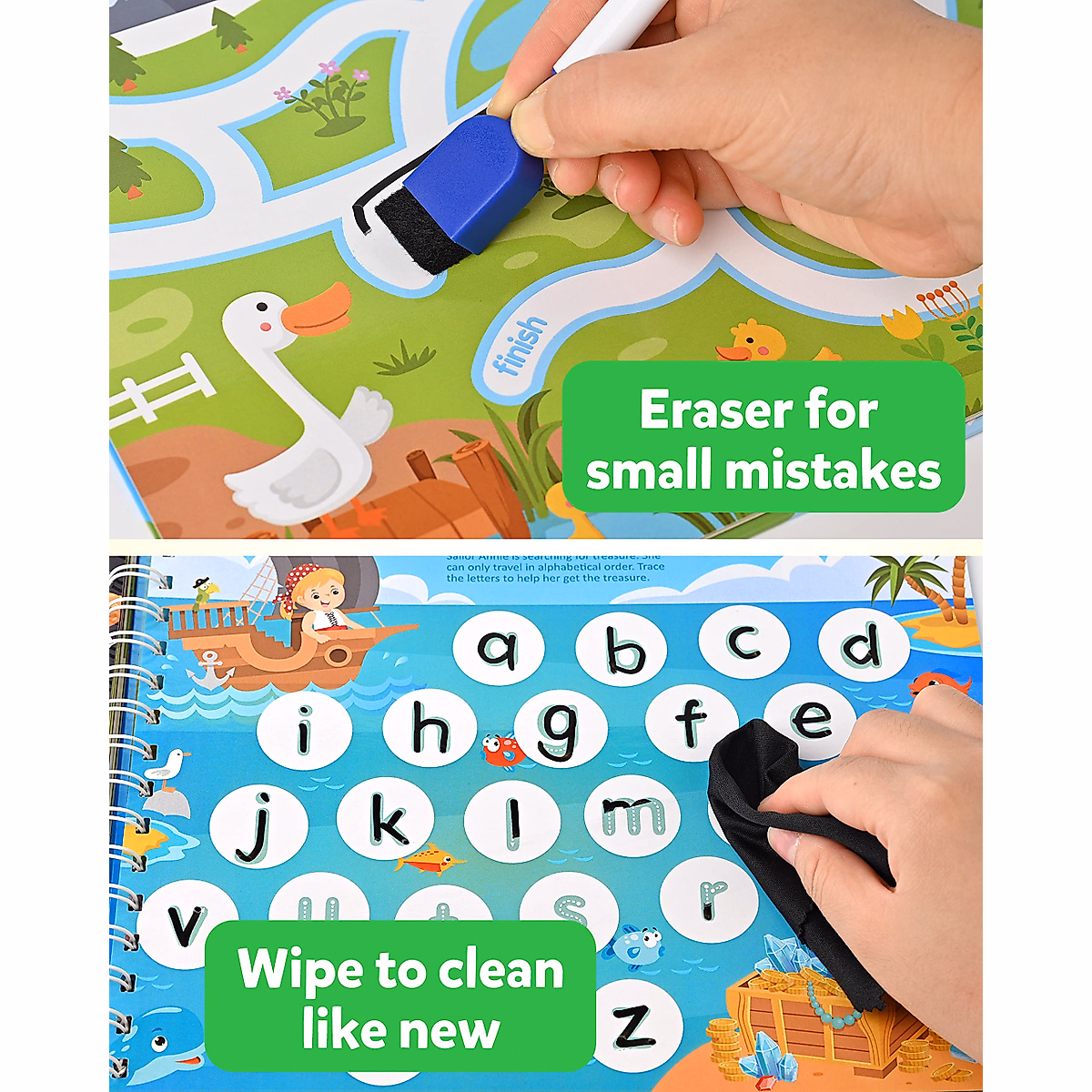 Coogam Pencil Control Tracing Workbook, Learn to Write Alphabet ABC Letters Numbers Handwriting Book Fine Motor Montessori Educational Toy Gift for Preschool Kids