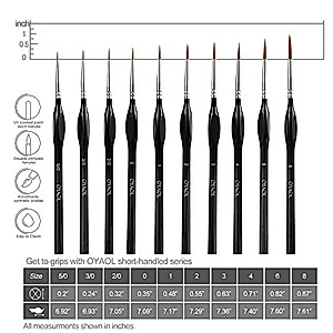 10Pack Detail Paint Brush Set - Premium Miniature Paint Brushes, Fine Detial Paint Brushes for Warhammer 40k Miniature Figures, Fine Detailing by OYAOL