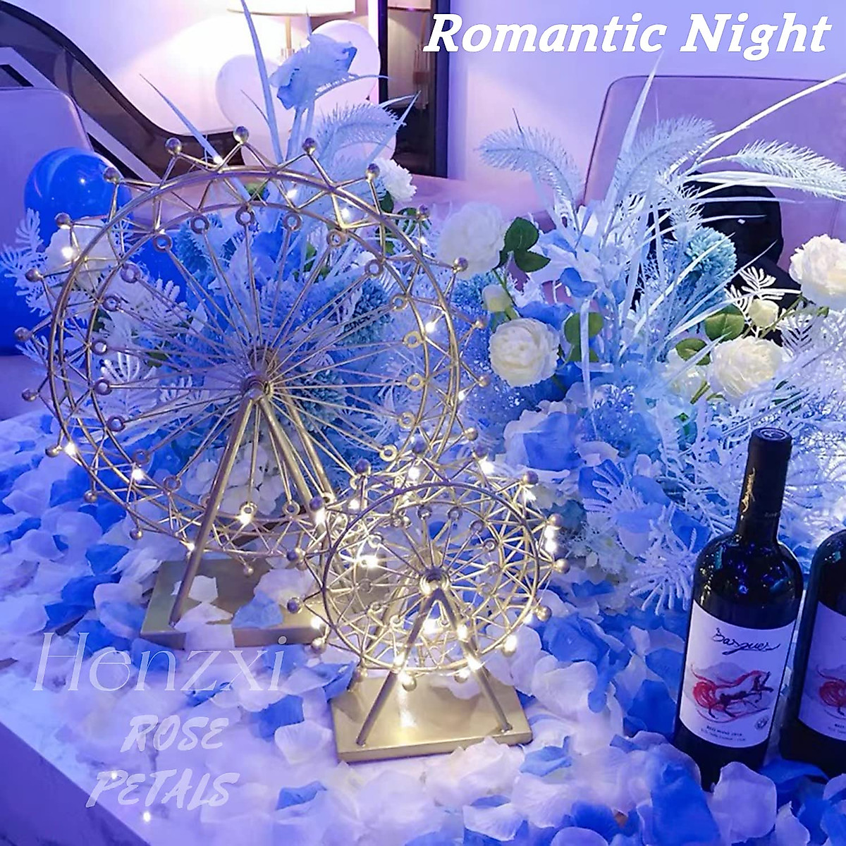 Henzxi 1000 Pcs Dark Red Rose Petals, Artificial Flower Petals, for Romantic Night, Wedding, Event, Party, Valentine Decor (1000 Pcs, Dark Red)