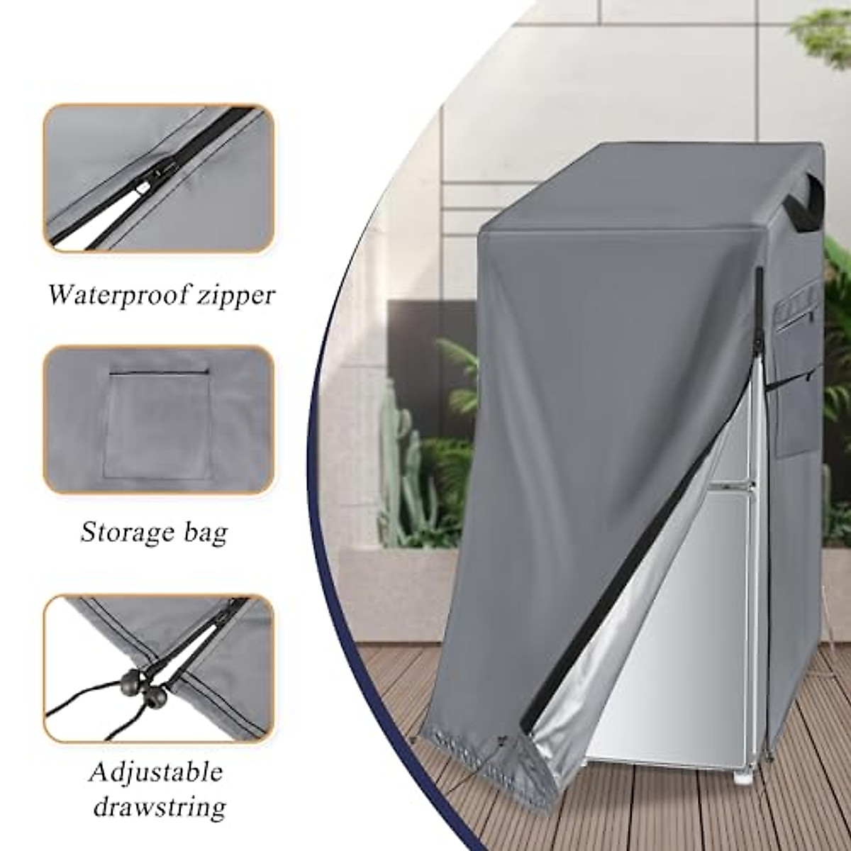 Safipotts Refrigerator Cover, Waterproof & Dustproof Cover for Protecting Upright Freezers - Suitable for Cold Rooms Grey 36"W x 30"D x 71"H