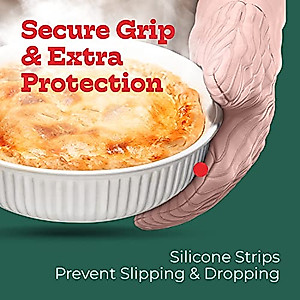 Big Red House Silicone Oven Mitts Heat Resistant Kitchen Gloves with Fingers, Professional Grade Protection for Hot Cooking, Baking - Pink Pair