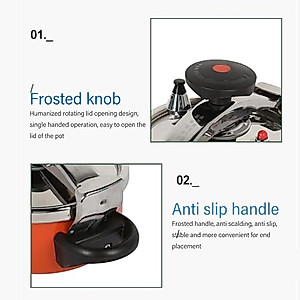 2L Stainless Steel Mini Pressure Cooker, Fast Cooking, Design with Frosted Knob and Anti Slip Handle, Efficient and Fast Cooking for Gas Stoves, Induction Stoves