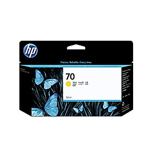 HP 70 Yellow 130-ml Genuine Ink Cartridge (C9454A) for DesignJet Z5400, Z5200, Z3200, Z3100 & Z2100 Large Format Printers - Yellow Printhead