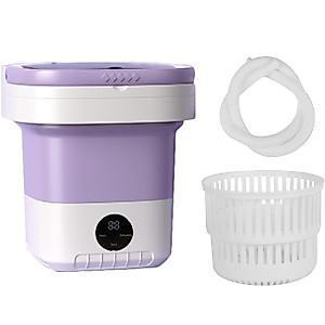 WesGen Portable Washing Machine,Foldable Touch Screen Mini Washing Machine,Small Washing Machine for Underwear,Baby Clothes or Small Items,for Apartments,Camping,(7.5 Liters),Purple (WE322)
