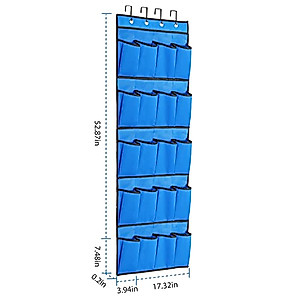 HAAPPYBOX Over The Door Kids Shoes Rack 20-Pocket Kids Toy Organizer 5-Layer Hanging Closet Organizer Storage Shelf | Blue