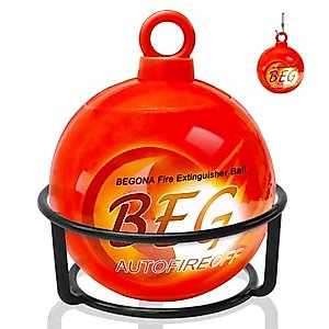 Begona Automatic Portable Fire Ball Extinguisher with Bracket and Hook Mount, Fire Suppression Ball Self-Activation for Extinguishing ABCEF Type Fire (1.1Lb,0.5in diam)