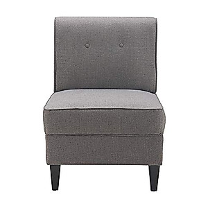 Serta Copenhagen Accent Chair Button Tufted Backrest, Sinuous Spring Seat Cushion, Rubberwood Legs, Upholstery for Living Room, Bedroom and Small Spaces, Polyester Woven Fabric, Modern Gray