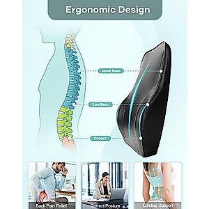 SEG Direct Lumbar Support for Car, Ergonomic Back Support for Office Chair, Driving Fatigue Back Pain Relief, Memory Foam with Breathable Leather, for Car Home Office Chair Recliner Couch