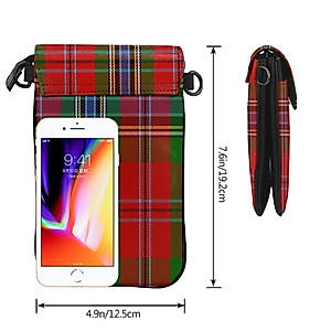 Small Crossbody Scottish Clan MacLean Tartan Crossbody Purse Bag Fashion Cell Purse Wallet For Women/Girls Gift, Black