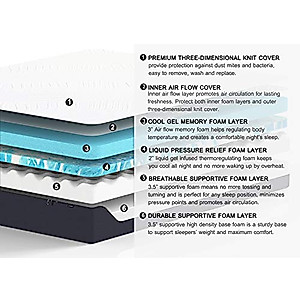 SOFTSEA Queen Size Mattress, 12 Inch Cooler Sleeping Gel Memory Foam Mattress in a Box, Queen Bed Mattress with CertiPUR-US Foam for Supportive, Pressure Relief, Eternal Plush