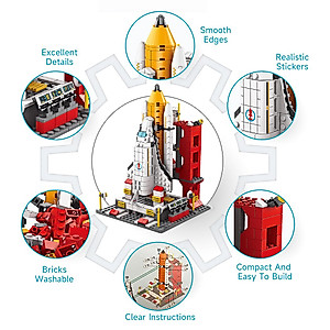 Nimpark Space Exploration Shuttle Building Set - Compatible with Major Brands, 6-in-1 Aerospace MOC Model Toys with Launch Control Center for 6 7 8 9 10 11 12 Year Old Kids, Boys & Girls (1000 Pcs)