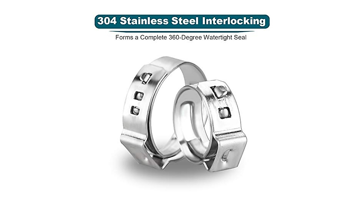 LOKMAN 50-Pack 1/2 Inch PEX Cinch Clamps Stainless Steel Rings