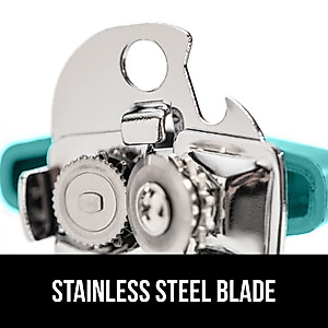 Gorilla Grip Manual Can Opener and Silicone Dish Drying Mat, Can Opener Includes Built-In Bottle Opener, Dish Drying Mat is 13x11 Inch, Both in Turquoise Color, 2 Item Bundle