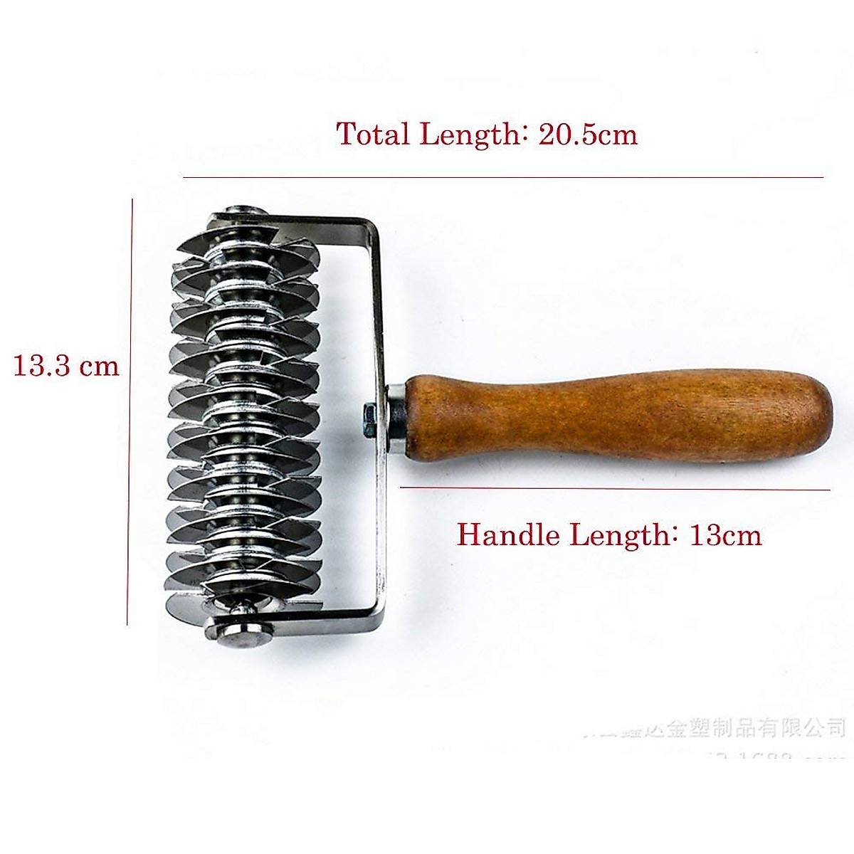 Stainless Steel Dough Lattice Top Cookie Pie Pizza Bread Pastry Crust Roller Cutter,Wood Handle