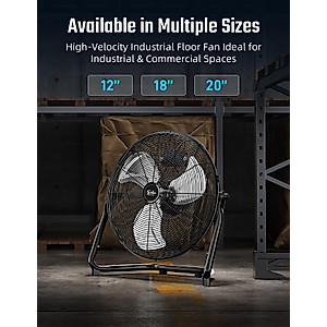 Simple Deluxe 12 Inch 3-Speed High Velocity Heavy Duty Metal Industrial Floor Fans Quiet for Home, Commercial, Residential, and Greenhouse Use, Outdoor/Indoor, Black, 2 Pack