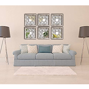 qmdecor Square Rustic Distressed White Framed Wall Decorative Mirror 12x12 inches Modern DIY Fashion MDF Wood Material Wall-Mounted Mirrors Set of 2 Pieces