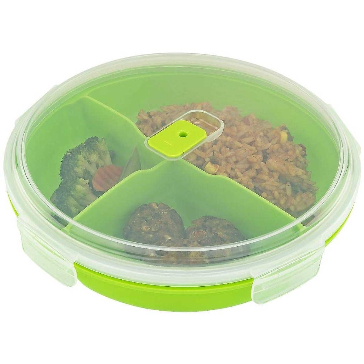Microwave Food Storage Tray Containers - 3 Compartment Section Divided BPA Free Plates w/ Vented Lid - For Leftovers or Lunch