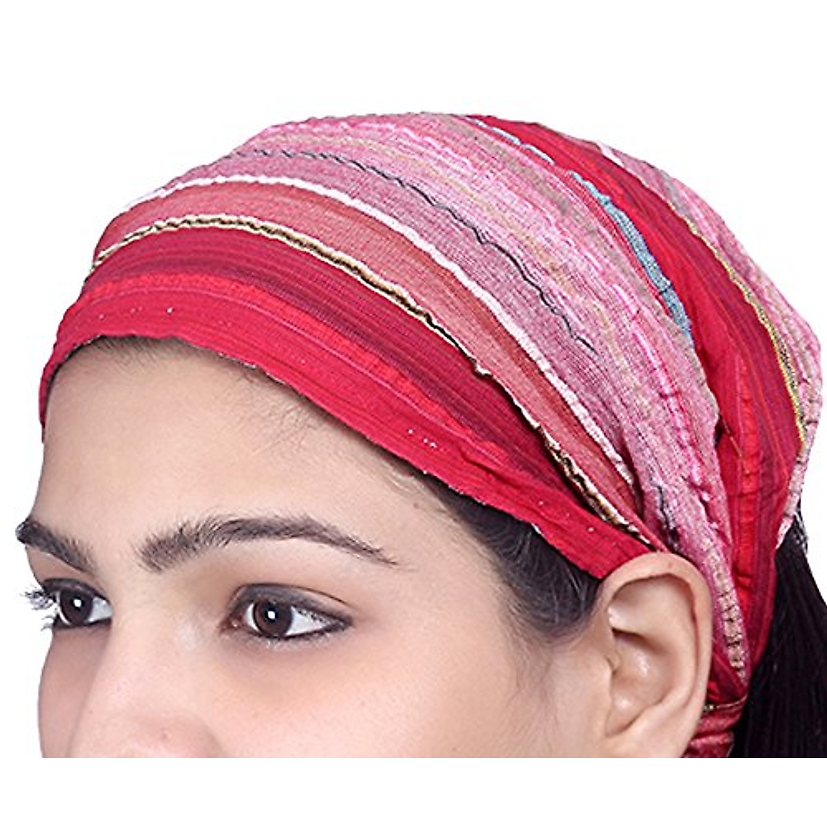 SARJANA HANDICRAFTS Lot 10 Pieces Womens Mens Cotton Headband Striped Hairband Bandana Wrap Band (Multicolored (Assorted))