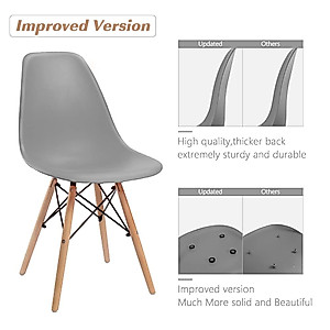 iLCE I LOVE FACE Set of 6 Dining Chair- Mid Century Modern Shell Chair with Dowel Wood Legs,for Dining Room, Kitchen, Bedroom, Lounge (6Grey)…