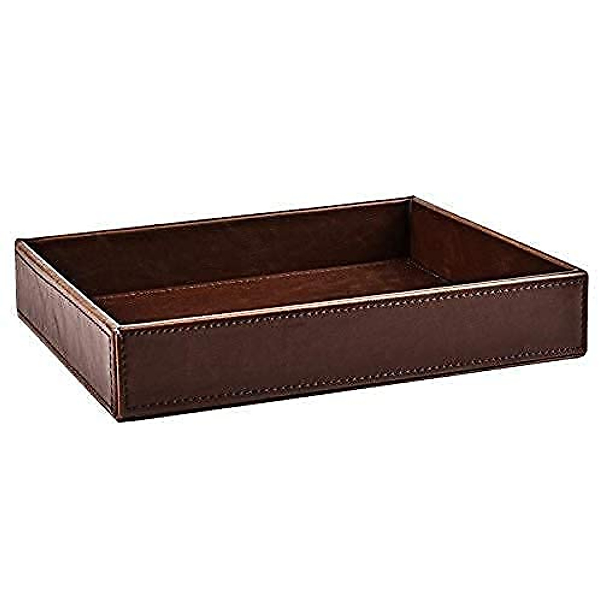 Valet Tray Nightstand Organizer Mens Vanity Tray,Catchall Tray Dresser Cologne Tray Jewelry Key Tray,Leather,Brown,10.2 x 8.4 x 1.8 inches
