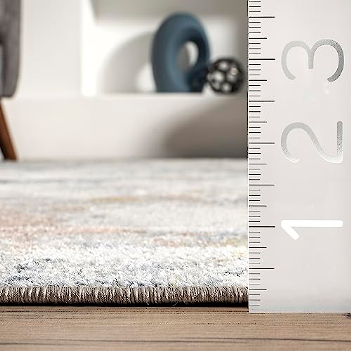 nuLOOM Luca Abstract Splatter Machine Washable Area Rug, 5' 3" x 7' 6", Beige