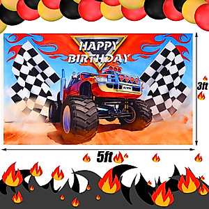 Truck Party Decorations Supplies Include Truck Backdrop Party Photography Background 5 x 3 Feet Truck Happy Birthday Banner 6 x 1 Feet for Kids Party Photography Party Decor
