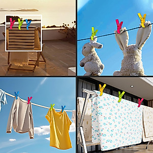 KTOJOY 4 Pack Beach Towel Clips, Plastic Large Clothes Clamps, Bright Colors(Yellow,Blue,Green,red), Chair Clips, Towel Holder