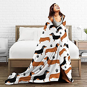 Dachshund Throw Blanket Bedding Super Soft Warm Flannel Blankets for Kids Adults Bedroom Living Room Sofa 50"x40"